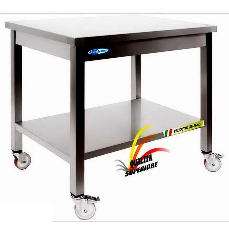 Tavolo Inox Professionale su Ruote cm 40x70x85